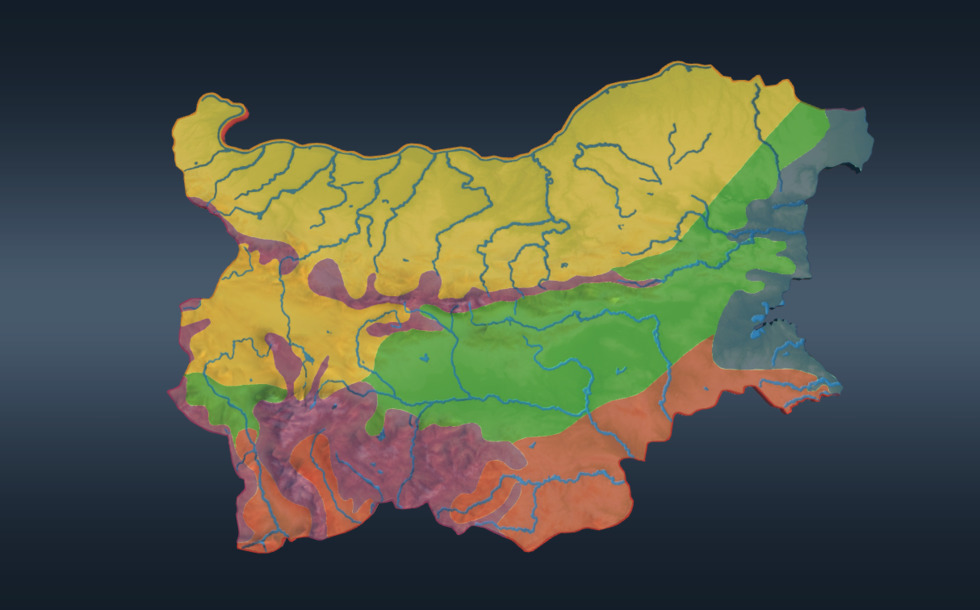 Bulgaria's climate zones and soil types - 3D scene - US Mozaik Digital ...