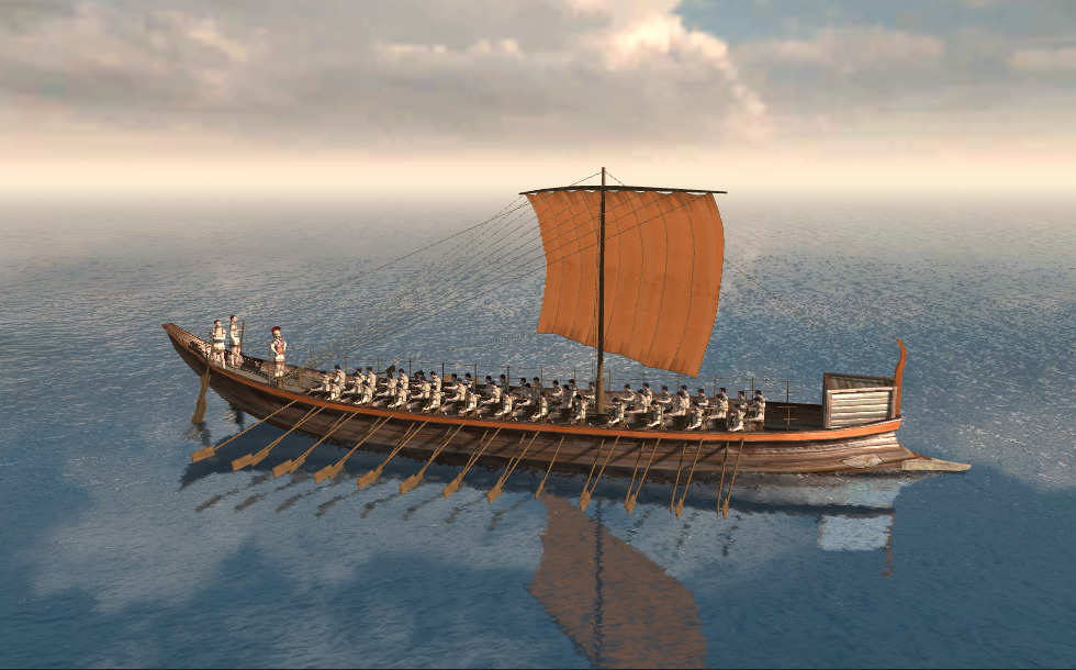 Bireme (ancient oared warship) - 3D scene - US Mozaik Digital Education ...