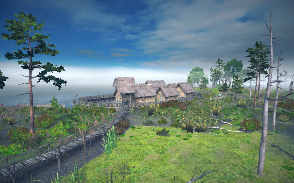 Stilt house settlement (Unteruhldingen, 4th millennia BC) - 3D scene ...