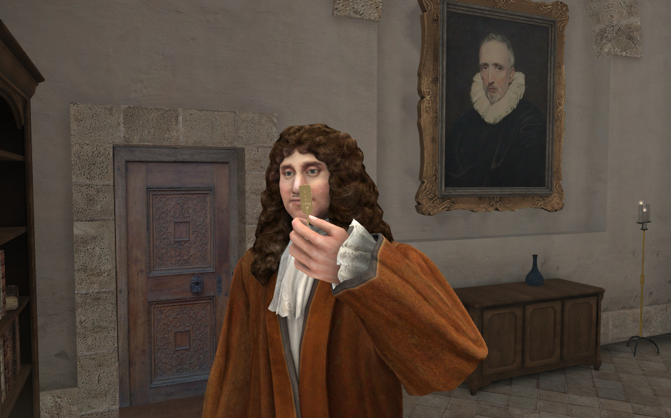 The invention of the microscope: Hooke and Leeuwenhoek - 3D scene - US ...